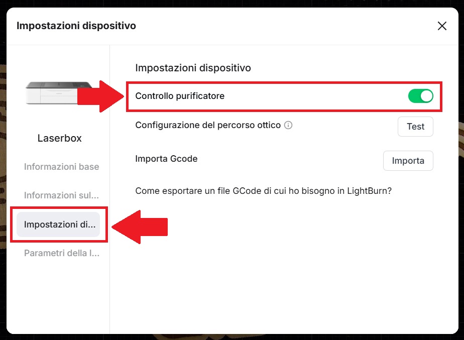 Uso purificatori manuali con Makeblock Laserbox v. 1.5 e precedenti ...